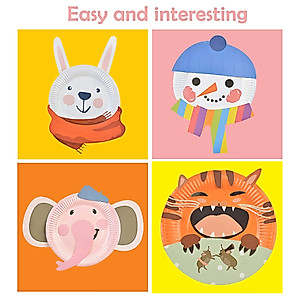 Originalidad 10 Pcs Paper Plate Art Kit for Kids DIY Craft Sticker Card Games Activity DIY 3D Animals Craft Art Toys Teaching Supplies Christmas Crafts for Toddler Boys Girls