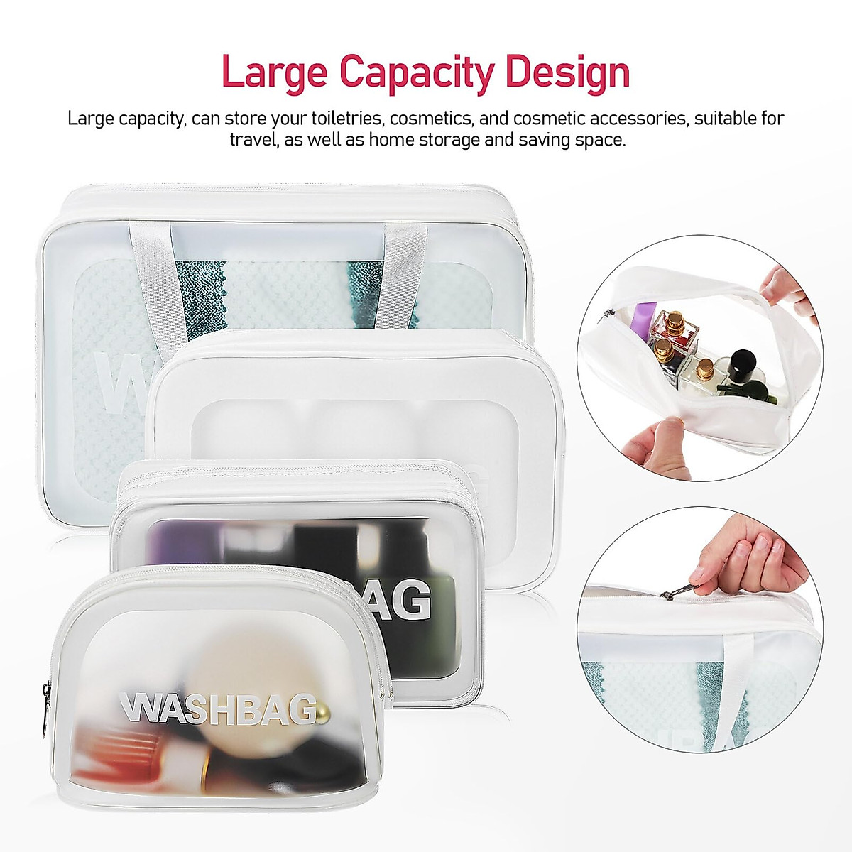 Cabilock 1 Set Toiletry Bag Makeup Bag Make up Bag for Women Vanity Bag Cosmetics Bag Makeup Pouches Women Makeup Pouch Clear Pouch Skincare Bag Pvc Translucent Travel Storage Bags White