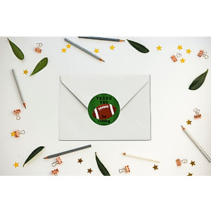 40 Thank You Football Labels, 2 Inch Big Round Glossy Stickers, Great Stickers for Birthday Party, Baby Shower, Wedding, Graduation, or Any Family Event Decorations, Made in USA