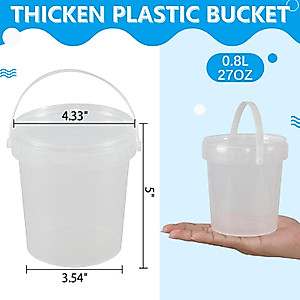 Xowine 20 Pcs 27 Oz Clear Ice Cream Bucket with Lid and Handle, Plastic Ice Cream Tub with Lid