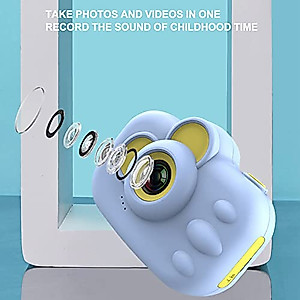 Digital Video Kids Camera Portable 12MP External Silicone Design Kids Camera Dual Front Rear Lens Children Outdoor (Blue)
