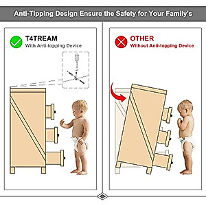 T4TREAM Farmhouse 6 Drawers Dresser Chests for Bedroom, Wood Rustic Wide Chset of Drawers,Storage Dressers Organizer for Bedroom, Living Room,Hallway, Light Rustic Oak