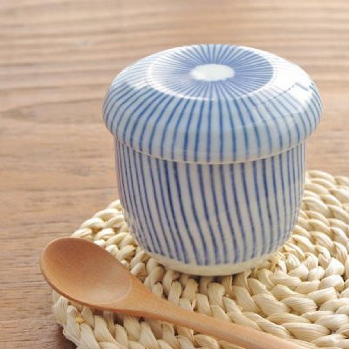 Zen Table Japan Pick Your Design CHAWAN-MUSHI 6.7 oz Cup with Bamboo Spoon -Set of 4- Made in Japan (Tokusa)