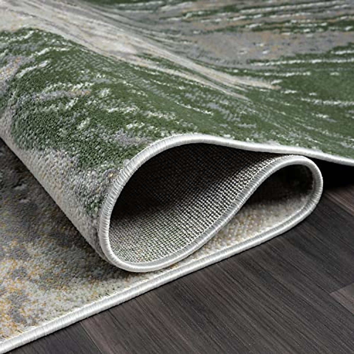 Abani Atlas 8'x10' Green/Grey Area Rug, Abstract Splash - Durable Non-Shedding - Easy to Clean