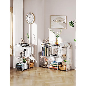solaround Acrylic Bookshelf Bookcase, Storage Organizer for Bathroom, Clear Storage Shelf Freestanding