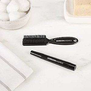 Gordon Andres Water Proof Beard Pencil for Men, Long Lasting Coverage & Natural Finish - Beard, Moustache & Eyebrows - Micro-Fork Tip for Seamless Application - Includes Brush for Blending (Black)