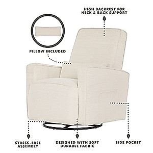 Evolur Holland Upholstered Plush Seating Glider Swivel, Glider Chair for Nursery in Thunder, Modern Nursery Glider, Tool-Free Assembly, Easy to Clean, Environmentally Conscious Glider