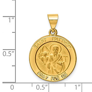 The Men's Jewelry Store (Unisex Jewelry) 14k Yellow Gold St. Matthew Pray for Us Medal Pendant (22X19MM)