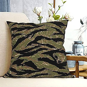 WURTON Tiger Stripe Camo Print Throw Pillow Covers, Soft Square Cushion Case,for Sofa, Couch,Bed Chair-18 X 18 Inch