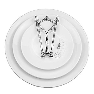 Tebery 2 Pack Ceramic Cake Stand Dessert Display Tower Stand - 6, 8, 10 Inches, 3-Tier Serving Tray Platter Party Food Server Display Holder with Silver Carry Holder