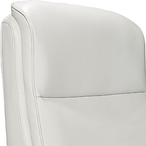 La-Z-Boy Dawson Modern Executive Office, Adjustable High Back Ergonomic Computer Chair with Lumbar Support, White Bonded Leather with Wood Inlay