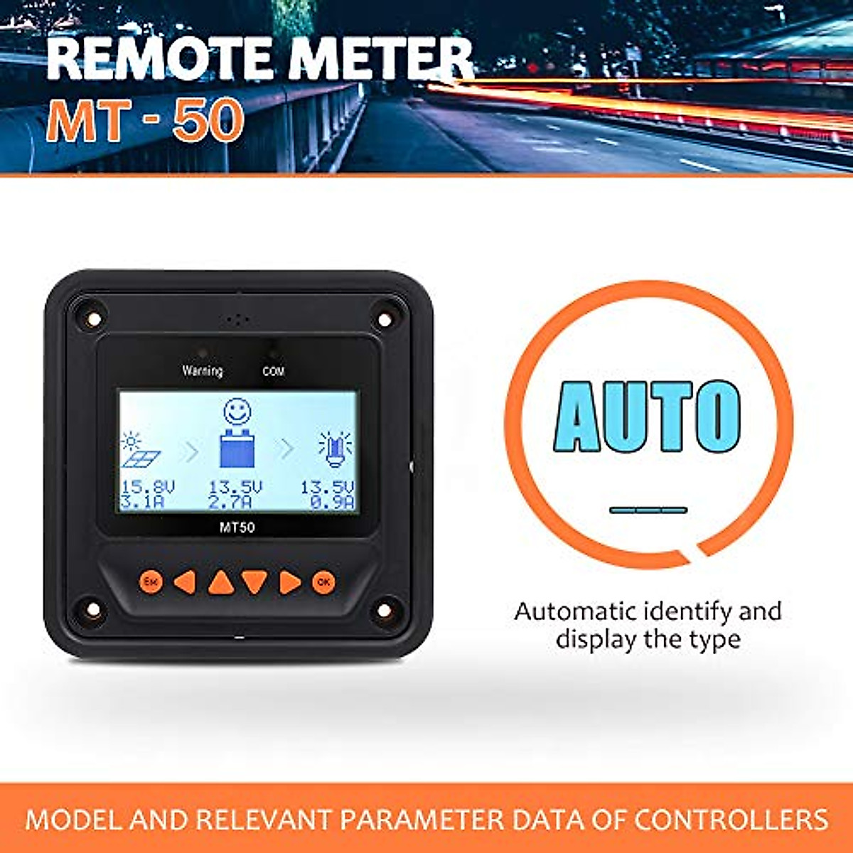 EPEVER MT-50 Remote Meter MT-50 Solar Controller LCD Display Remote Meter Fit for TracerAN, BN, TRIRON Series Solar Panel Battery Regulator