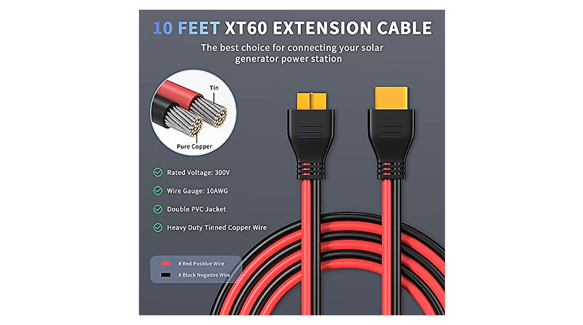 ELECTOP XT60 Extension Cable 10Ft, 10AWG XT60 Cable Wire XT60 Male to ...