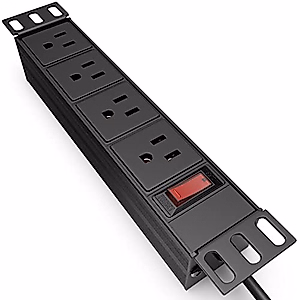 10" Rack PDU - 1U (4 Outlet) Power Distribution Unit 10 inch for Mini Racks w/Protection (110V/15A 6ft Cable) Network Cabinet Rackmount Power Strip (in Wall, Desk or Server Rack Mount) Tupavco TP1713