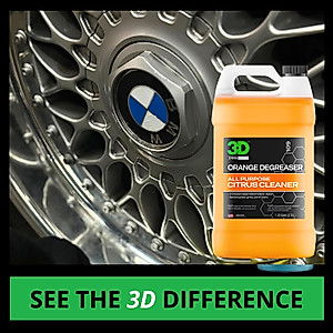 3D Orange Degreaser All Purpose Organic Citrus Cleaner - Multi Surface Interior & Exterior Use Degreaser & Cleaner Removes Clean Grease & Grime Residue on Plastic, Cloth, Vinyl, Metal, Leather, Carpet 1 Gallon