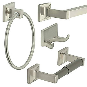 Bennington Redwood Series 4 Piece Bath Hardware Bathroom Accessory Set, Brushed Nickel