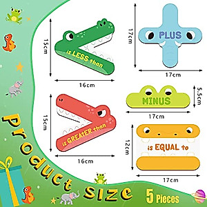 Flutesan 5 Pack Math Sign Magnetic Teacher Tools, Greater Than and Less Than, Plus, Minus, Equal to, Animal Math Magnets for Teacher School Classroom Supplies, Help Kids to Learn and Understand Math