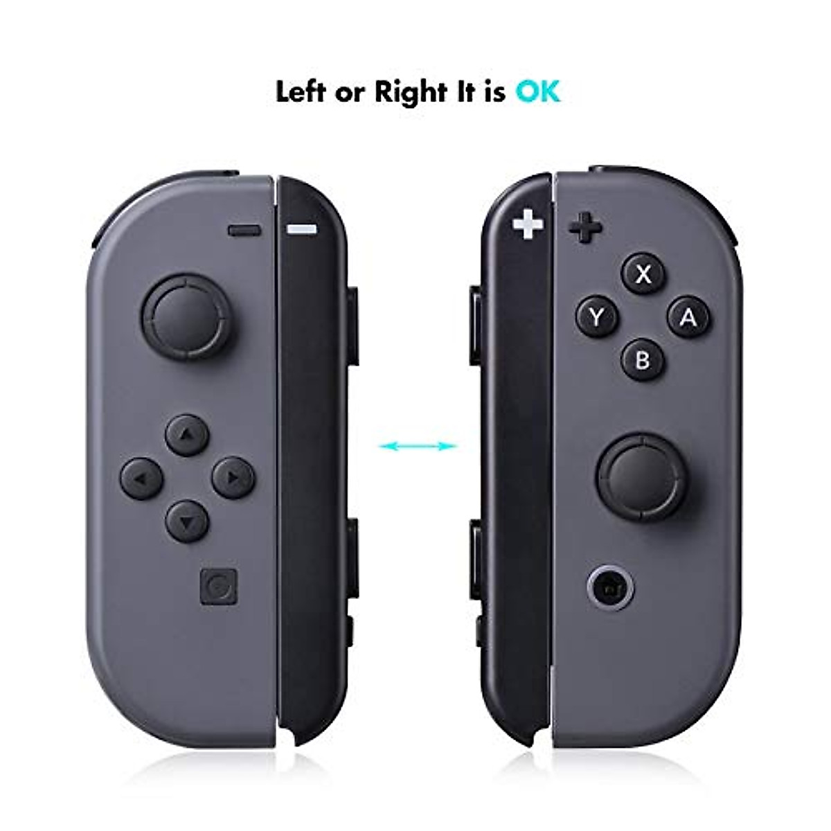 1 Pair of Joy-Con Handle Controllers with anti-slip Lanyards for Nintendo Switch Video Games-Black