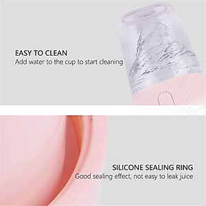 Portable Electric Juicer Blender USB Mini Fruit Mixers Fruit Extractors Multifunction Juice Maker Machine (Pink 4 blades)