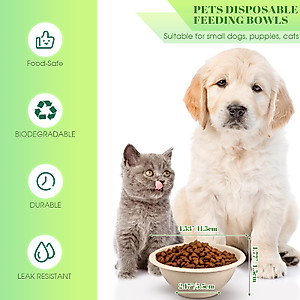 200 Pcs Disposable Pet Bowls Dog Food Bowls Travel Cat Bowls Bulk for Small Dogs Puppy Cat Food Dish Safe Paper Bowls 8 oz Container for Outdoor Small Animal Feeding and Watering Supplies