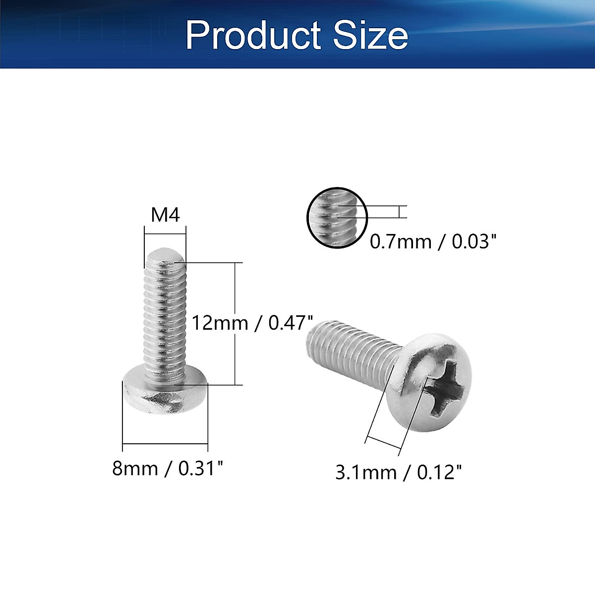 Yinpecly 30Pcs Knob Pull Machine Screw M4 x 12mm Machine Screws Pan Phillips Cross Head Screw 304 Stainless Steel Fasteners Bolts Silver Gray Replacement Screws for Cabinet Pulls Kitchen Handles