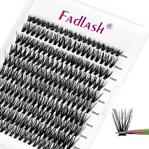 Fadlash DIY Lash Cluster individual Eyeslash Extension Volume Lash Clusters Thick Band Wispy Natural Eyelash Extension,Large Tray (40D-0.07-D, 8-16mm)