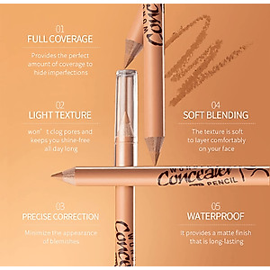 12 Packs Wonder Concealer Pencil Tricolor Combination Makeup Contour Concealer Stick Highlighter Set Waterproof Full Coverage Foundation Concealer for Eye Dark Circles Spot Scar Tattoos