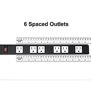 Opentron 5-Pack OT16063 Heavy Duty Metal Surge Protector Power Strip with Mounting Parts 6 White Outlets 3 Feet Power Cord