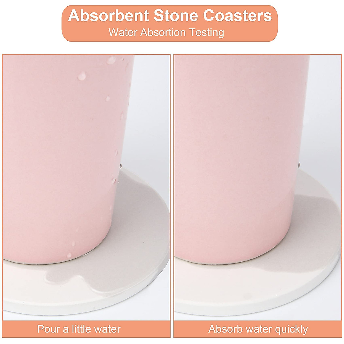 24 Pack Ceramic Tiles for Crafts with 2 Holders, White Unglazed Blank Ceramic Costers with Self-Adhesive Cork Backing Pads for Acrylic Pouring, Painting, Make Your Own DIY Coasters (Round)