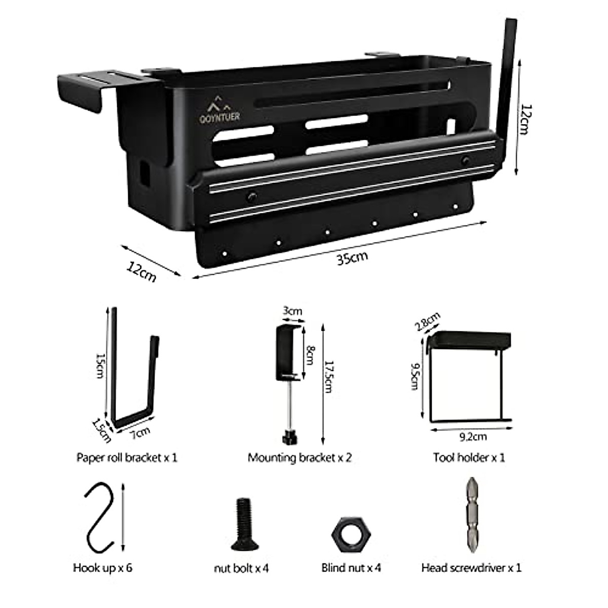 Qoyntuer Griddle Caddy for 28"/36" Blackstone Griddles/Prep Cart Accessories, Grill Caddy Space Saving BBQ Accessories Storage Box with Magnetic Tool Holder/Paper Tower/Knife Shelf/6 S-Hooks