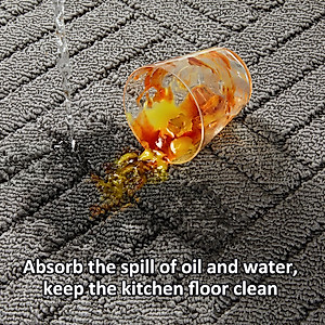 JEEDOVIA Kitchen Rugs Non Slip Kitchen Mats for Floor Kitchen Runner Rug, 20"x31.5"Grey Absorbent Resist Dirt Comfort Standing Mat for Entryway,Hallway, Front of Sink, Machine Washable