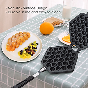 MAOPINER Bubble Waffle Maker Pan Waffle Cake Mold Pot Non-stick Double Side Egg Waffle Maker for Breakfast Lunch Household Cafe Restaurant Cake Shop