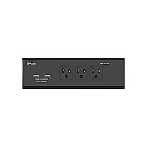 Woods 41322 DSKTOP, 3-Out USB PERM, 350J, 6' Surge Protector Strip, Black
