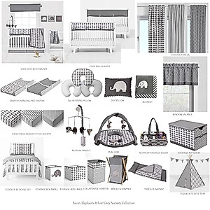 Bacati Elephants Unisex Fabric Storage Toy Chest to Keep Your Childs Room Organized, Grey