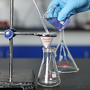 stonylab 1-Pack Glass Funnel, Heavy Wall Borosilicate Glass Funnel, 100mm Diameter and 100mm Stem Length