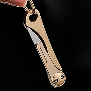 SZHOWORLD Brass Mini Folding knife Utility Knife with 10 Extra Replaceable Blades, Ultra Compact, Lightweight and Portable