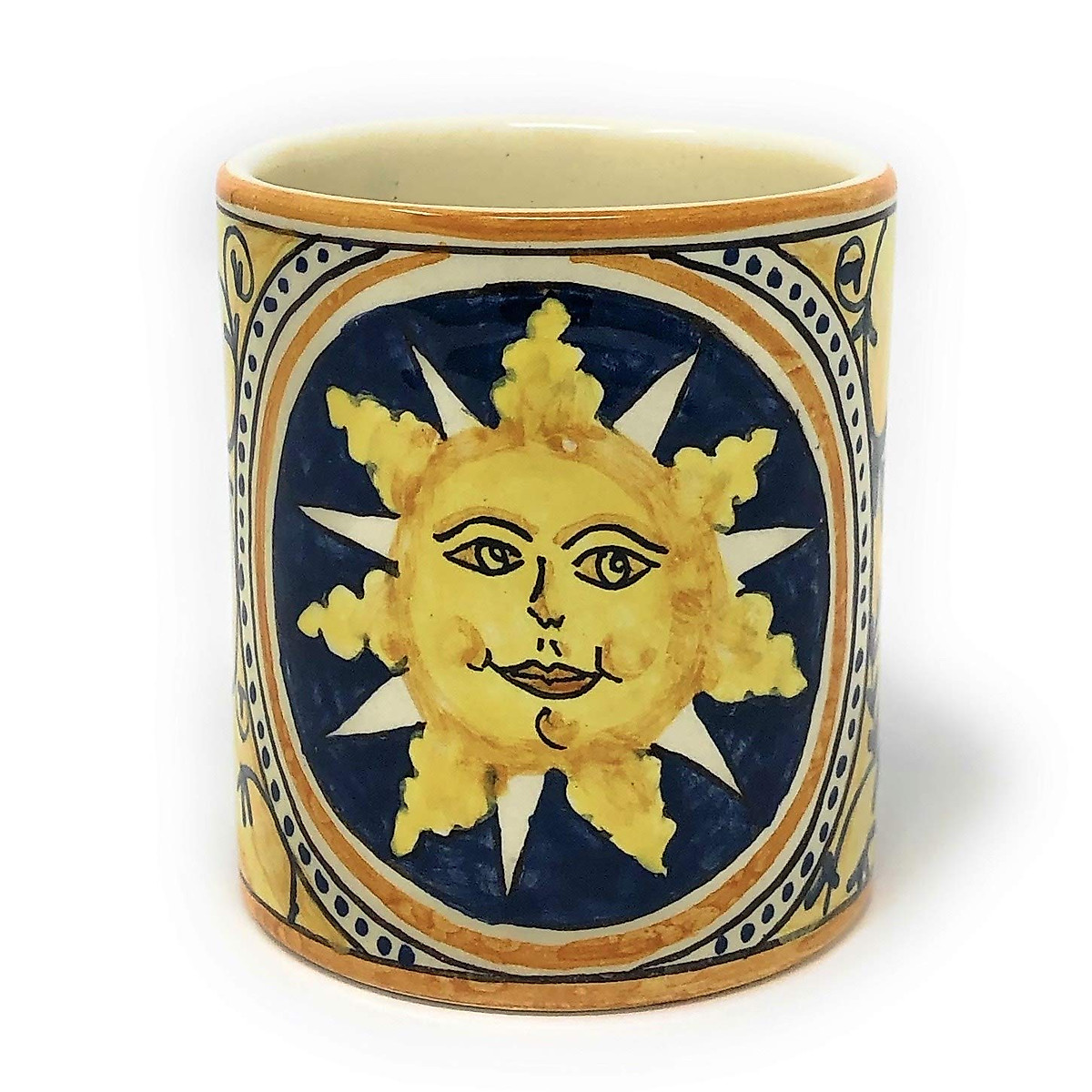 CERAMICHE D'ARTE PARRINI - Italian Ceramic Art Pottery Mug Cup Decorated Sun Hand Painted Made in ITALY Tuscan