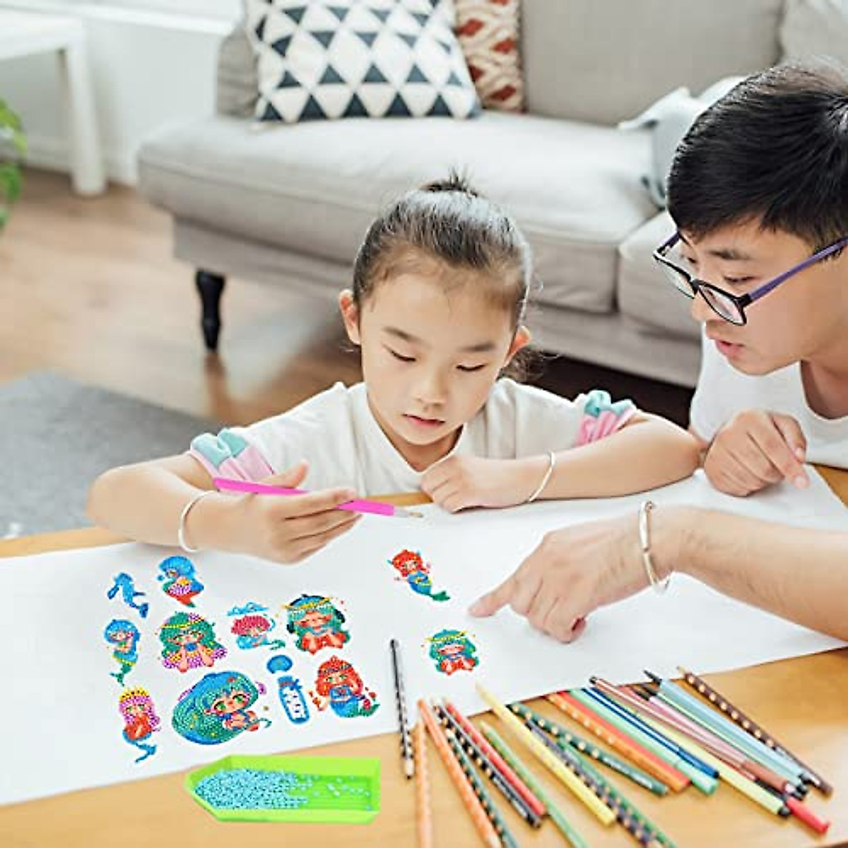 Gexru 13Pcs 5D Anime Diamond Painting Stickers Kits for Kids, DIY Diamond Painting Stickers, Handmade Digital Diamond Arts Craft Mosaic Stickers, Painting by Numbers Kits for Children Beginners (13)