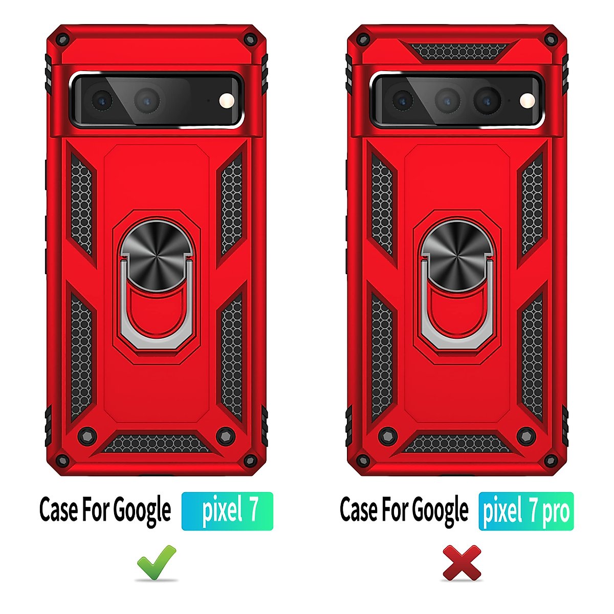 SunRemex for Google Pixel 7 Case with HD Screen Protector [2 Packs], [Not for Google Pixel 7 Pro ], Magnetic Ring Holder Kickstand,[Military Grade] Phone Case for Google Pixel 7 2022 (Red)