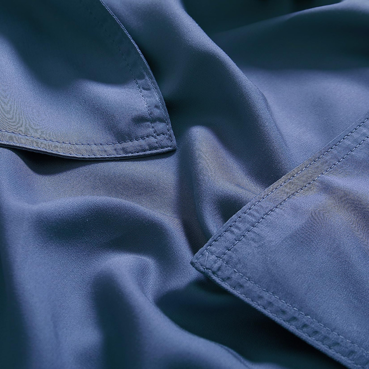 WODFAMY Cooling Breathable Rayon Full Size Bed Sheets Set 225 Thread Count Super Silky Soft Bedding Sheet Sets with 16 Inch Deep Pocket, 4 Piece Grey Blue