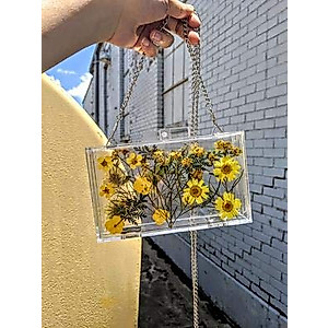 Transparent Floral Imprinted Acrylic Box Clutch
