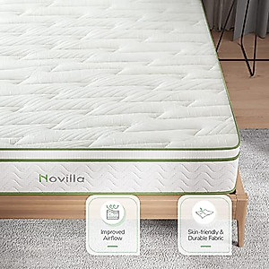 Novilla Full Mattress, 12 Inch Gel Memory Foam Hybrid Mattress with Pocketed Coil for Pressure Relief & Motion Isolation, Medium Firm Full Bed Mattress in a Box, Amenity