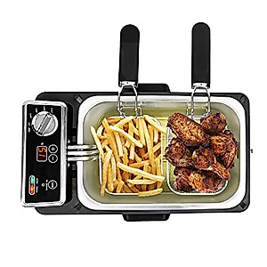 Kalorik Pro 4.2 Quart Triple-Basket Deep Fryer with Oil Filtration