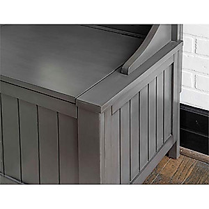 Powell Linon Elliana Wood and Mirror Entryway Hall Tree Bench in Gray