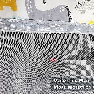 Mosquito Net for Baby CarSeat –Car seat net for Newborn Carrier –Breathable mesh net for Infant Car Seats, Stroller and Bassinets, Carrier, Elastic Edge, Kick Proof, Dinosaur, White, Patent Design