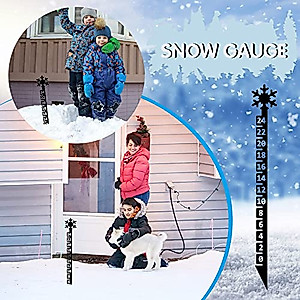 Gift 24cm Snowflake Snow Measuring Instrument Snowmobile Snow Measuring Instrument Metal Snow Measuring Ruler Outdoor Garden Ornament 24 Magnetic Level (Black, One Size)