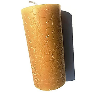 BeeTheLight Beeswax Pillar Candle - 100% Pure Bees Wax - Choose Your Size and Color - Up to 72 Hour Burn - 2.7"x5.4" - Fits 3x6 Holder - Unscented - Natural Honey Scent (Natural Yellow, Large)