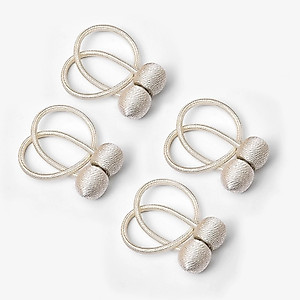 4Pack Curtain Tiebacks - Magnetic Curtain Tiebacks, European Style Convenient Drape Tie Backs，No Tools Required for Christmas Home Holiday Décor (Rice Red, 4)