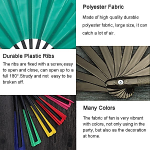 Gionforsy 4pcs Clap Fan Fabric Large Folding Fan Chinese Tai Chi Fan Set Decorative Folding Hand Fan for Festival Dance Party (Green)