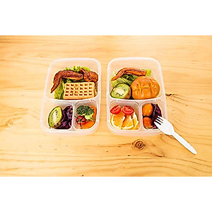 Meal Prep Containers 3 Compartment Food Storage Containers Microwave Dishwasher Freezer Safe (Color mixing, 7 /10PACK (3compartment))